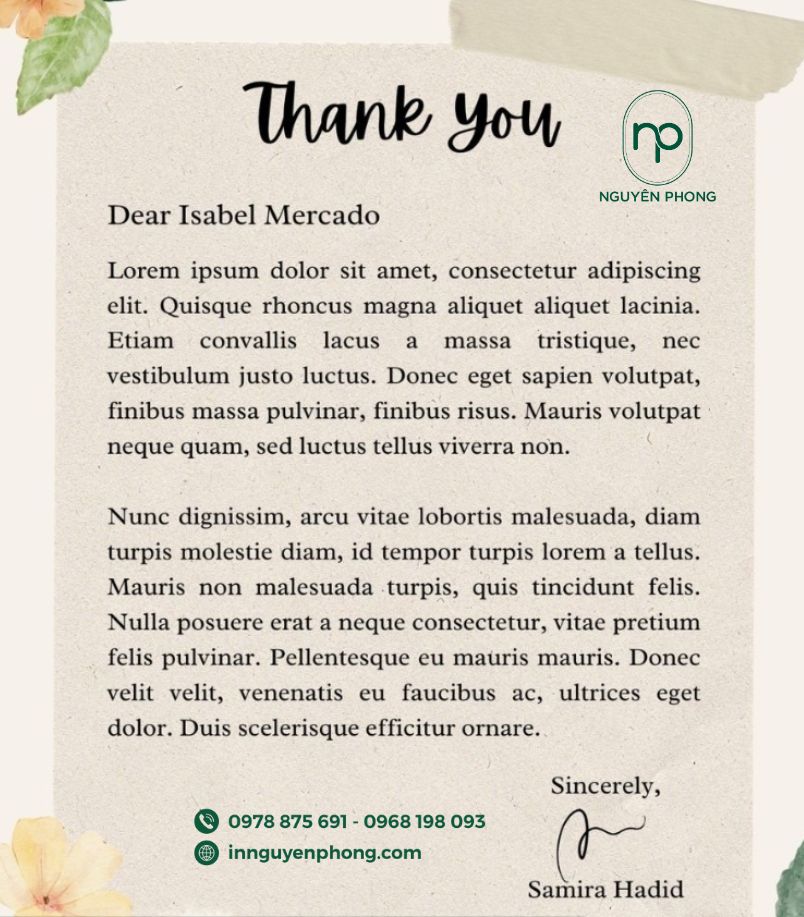Mẫu Thư Cảm Ơn Đơn Giản, Ý Nghĩa và Chuyên Nghiệp